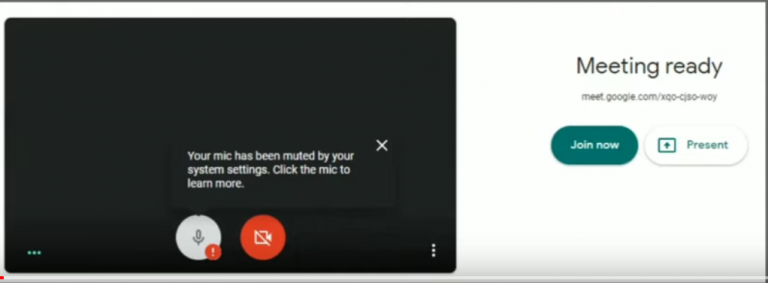 Solusi Microphone Muted By Your System Settings Pada Google Meet